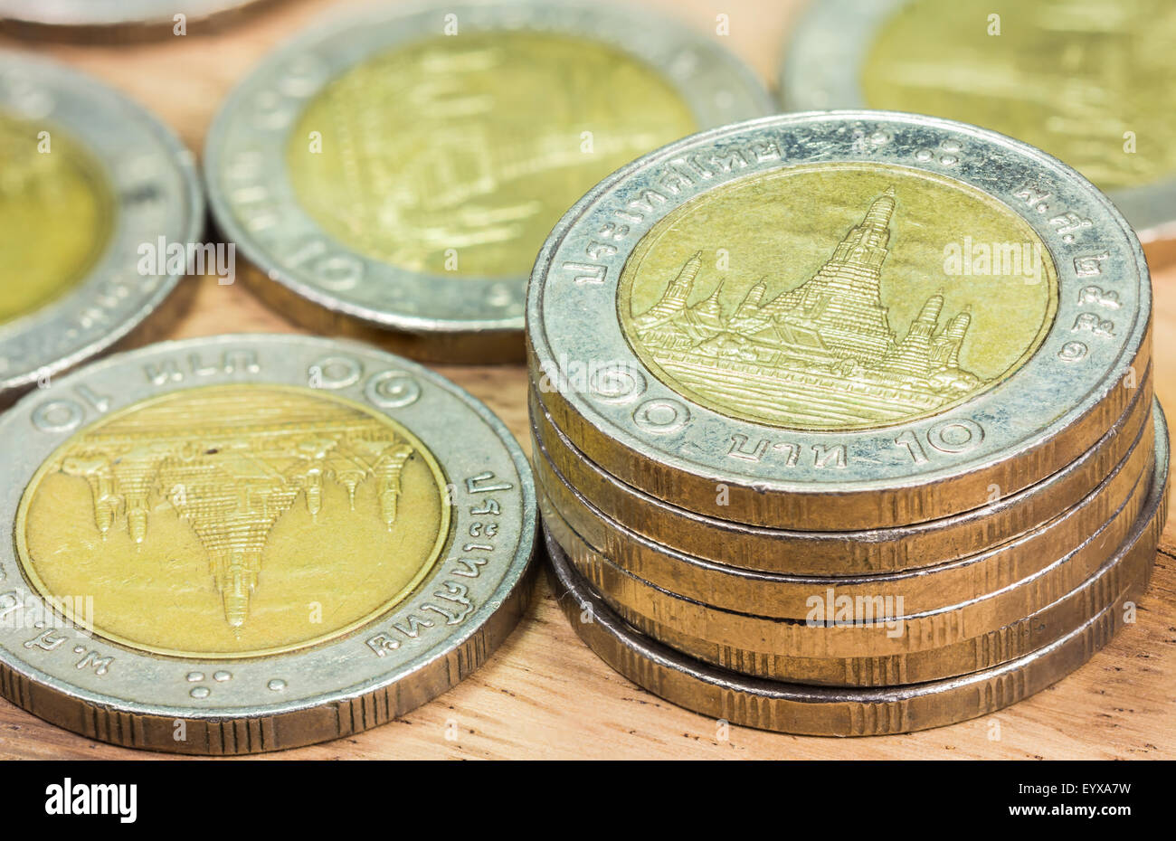 Coins of Thailand. Wat Arun Temple in Bangkok, Thailand, depicted in ...