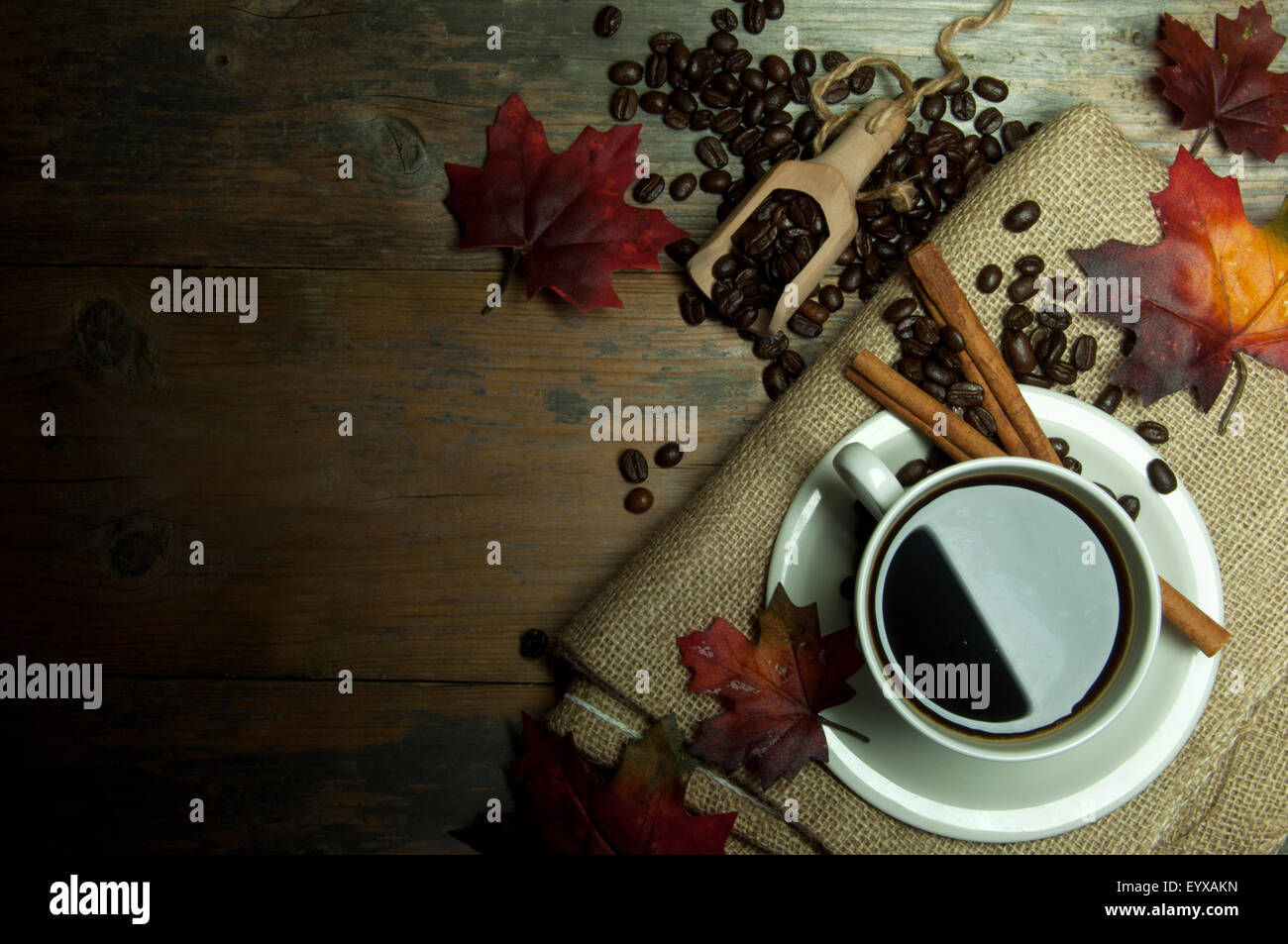 Autumn coffee background Stock Photo - Alamy