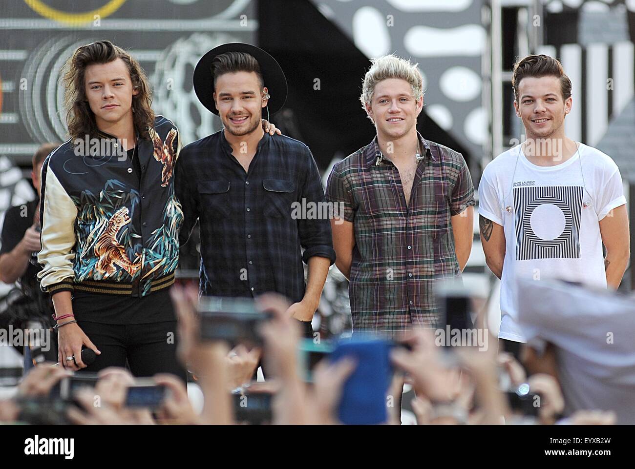 New York, NY, USA. 4th Aug, 2015. Harry Styles, Liam Payne, Niall Horan ...