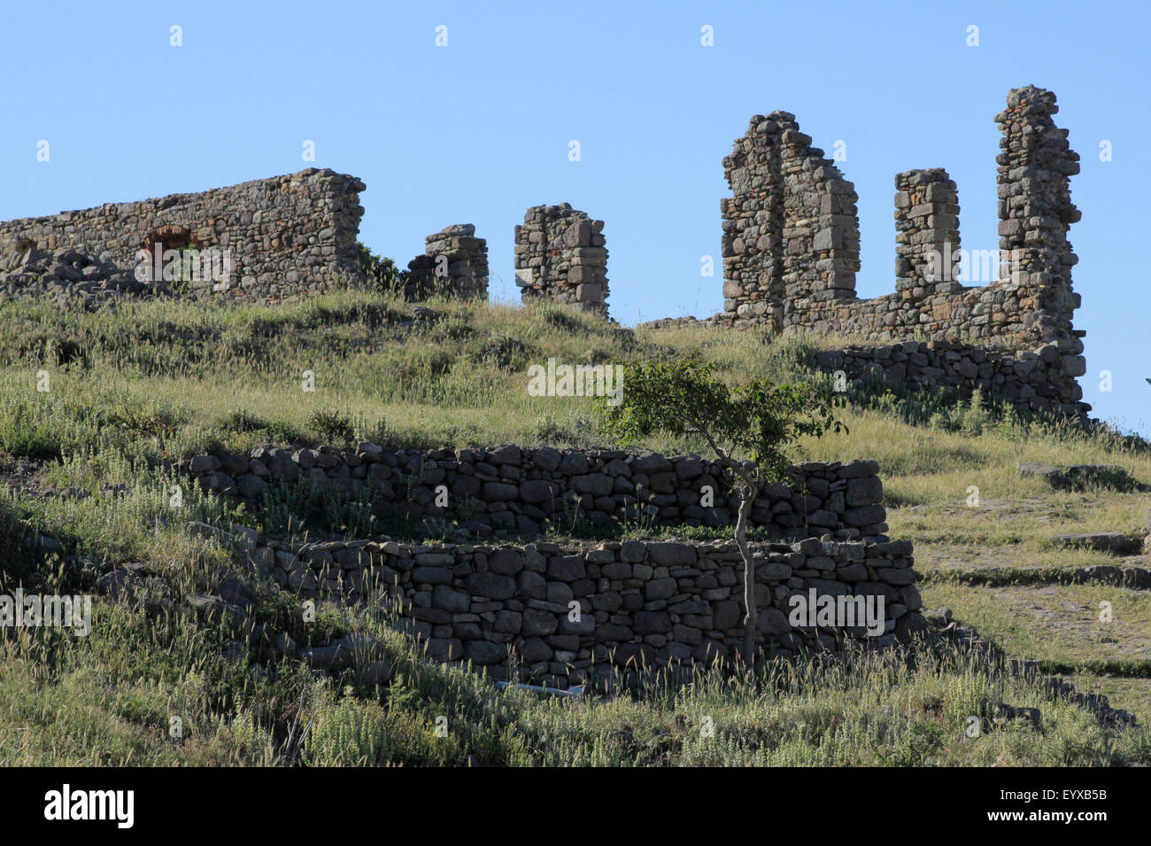 Remnants of ancient barracks wall construction inside Myrinas' city ...