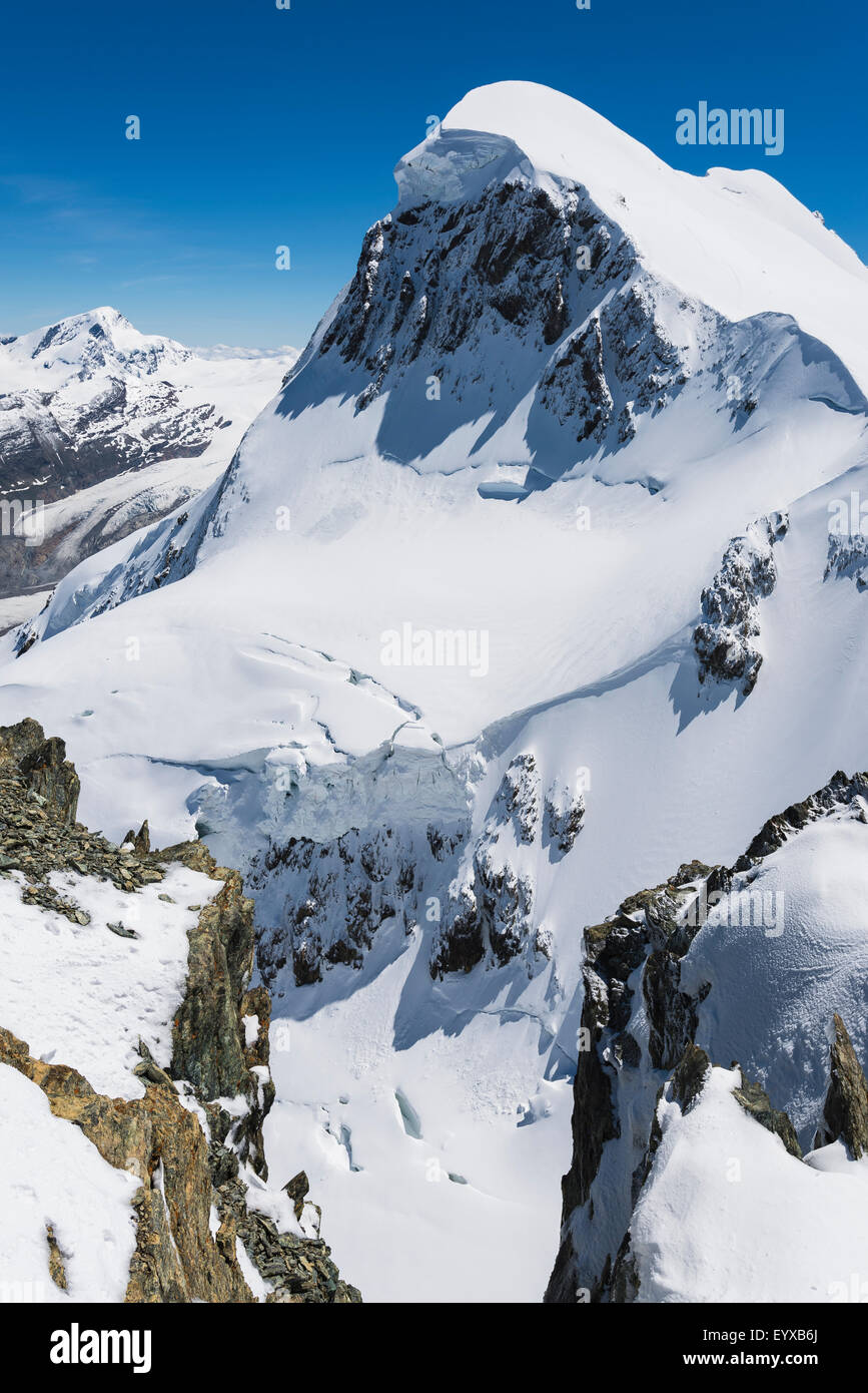 Breithorn summit from the viewing platform at the Matterhorn Glacier ...