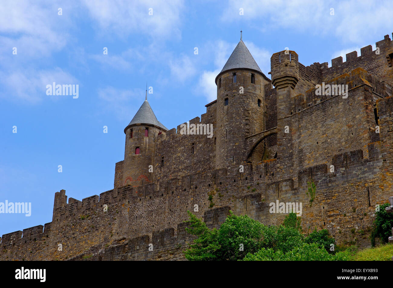 La Cite, Carcassonne medieval fortified town. Aude, Languedoc ...
