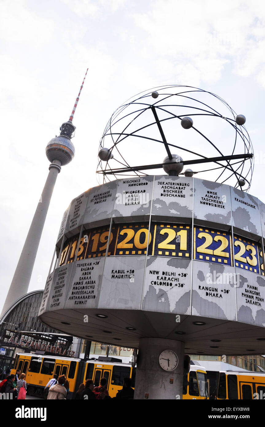 World clock in Alexanderplatz, Berlin Stock Photo - Alamy