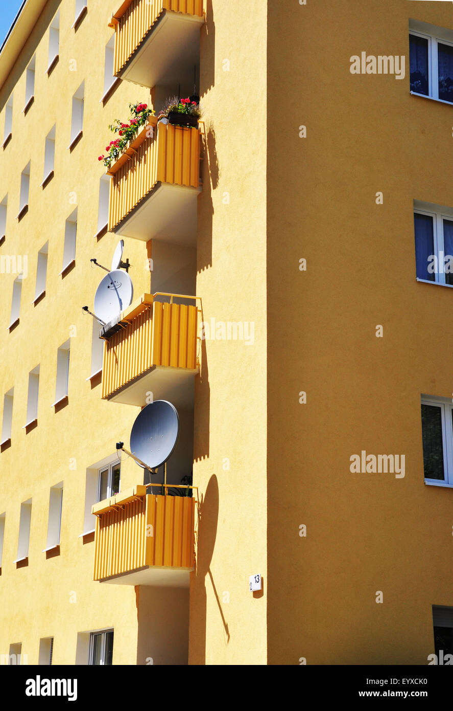 A yellow-painted apartment block in Berlin, Germany Stock Photo - Alamy