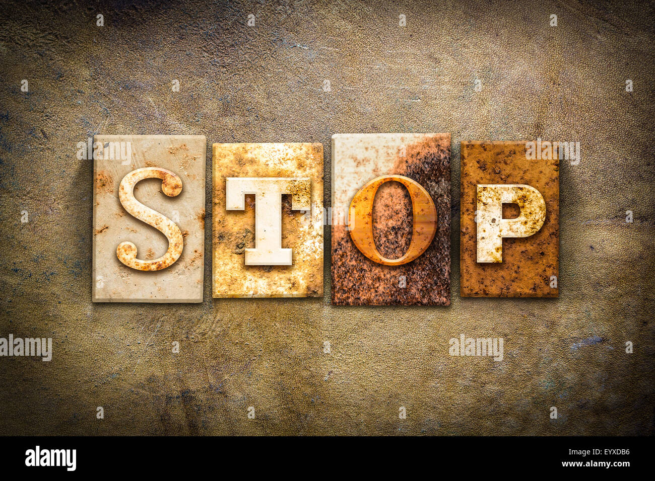 Word stop written in rusty hi-res stock photography and images - Alamy