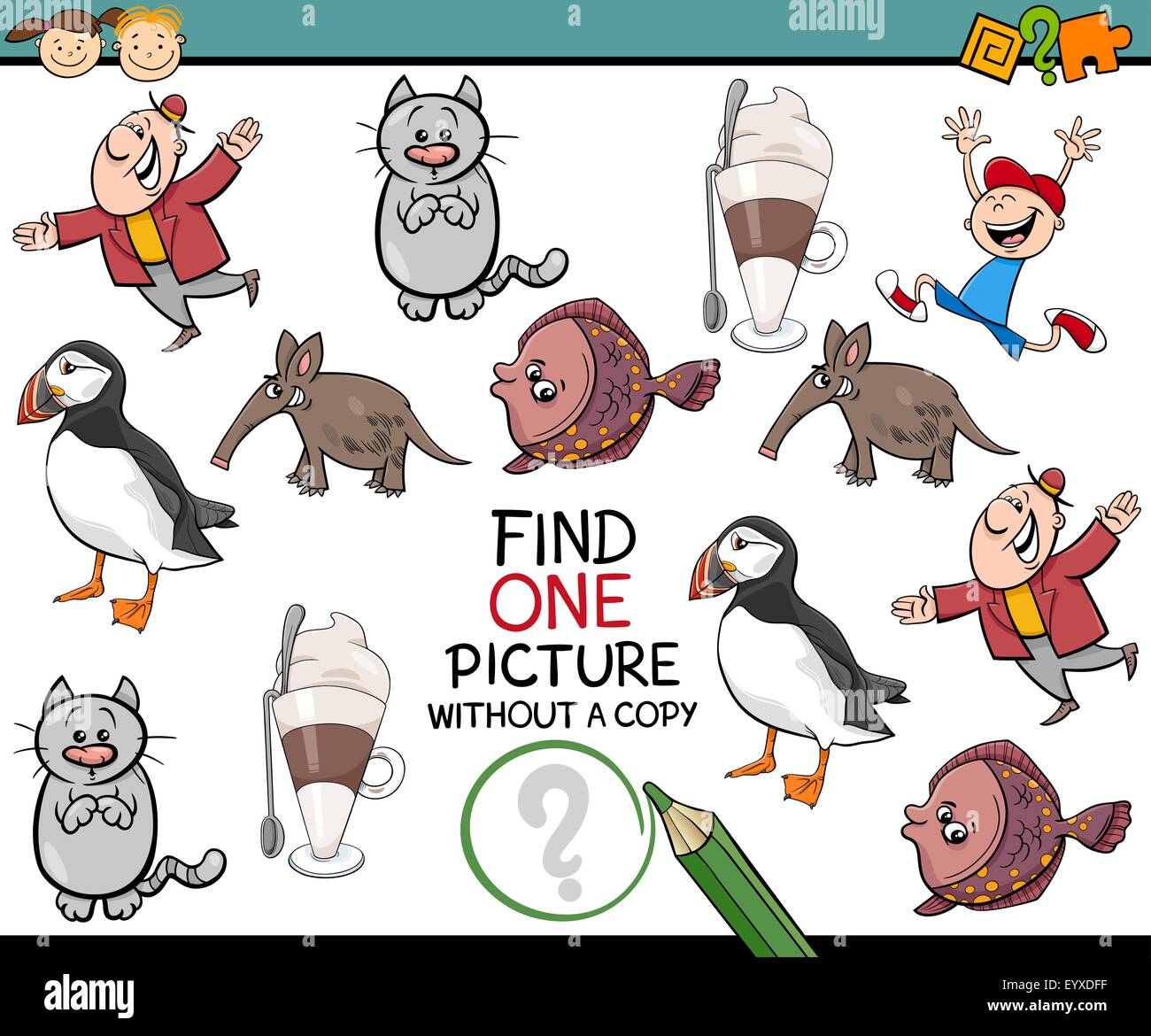 Cartoon Illustration of Finding Picture without a Copy Game for ...