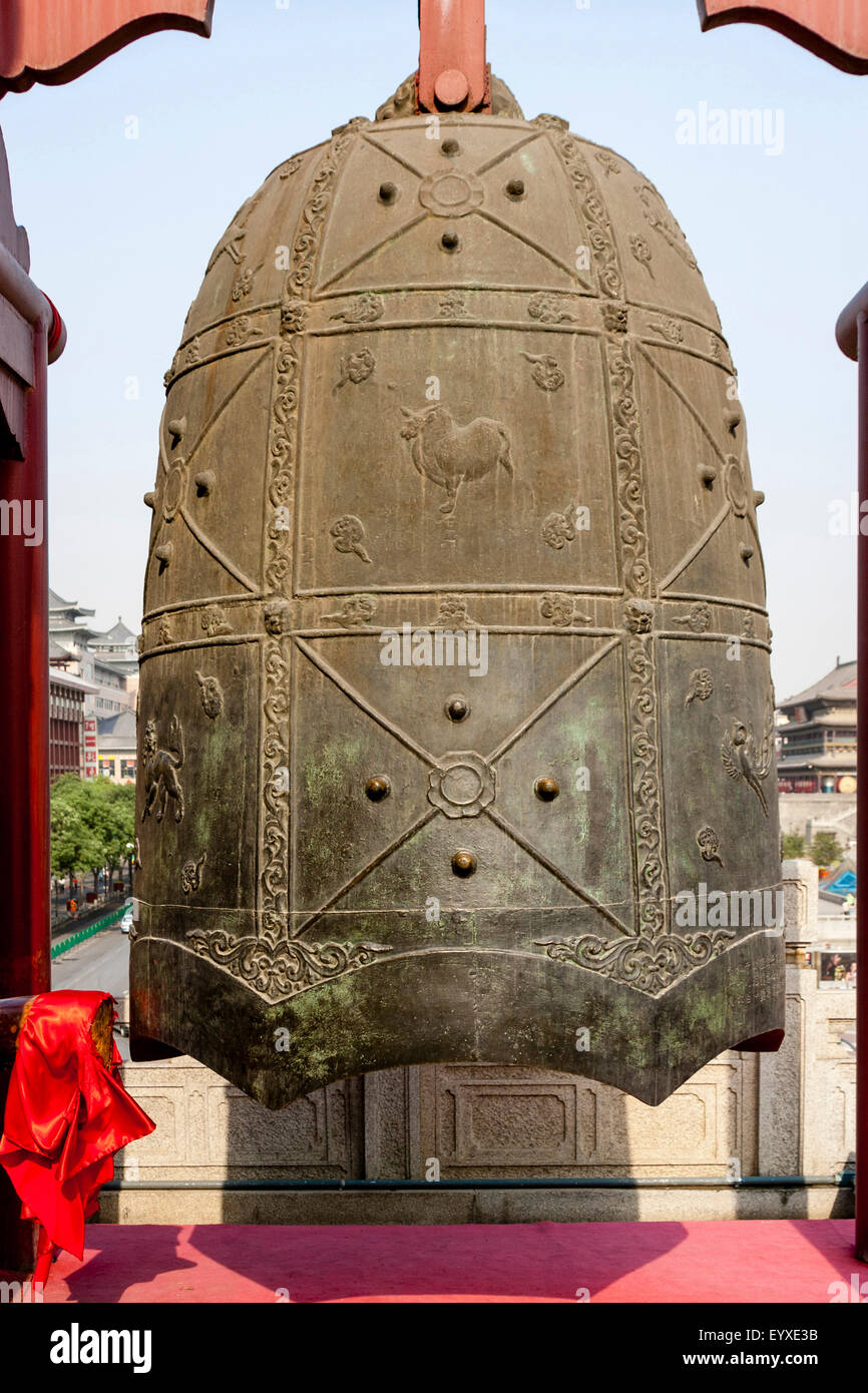 Tang Dynasty Bell, The Bell Tower, Xi'an, Shaanxi Province, China Stock ...