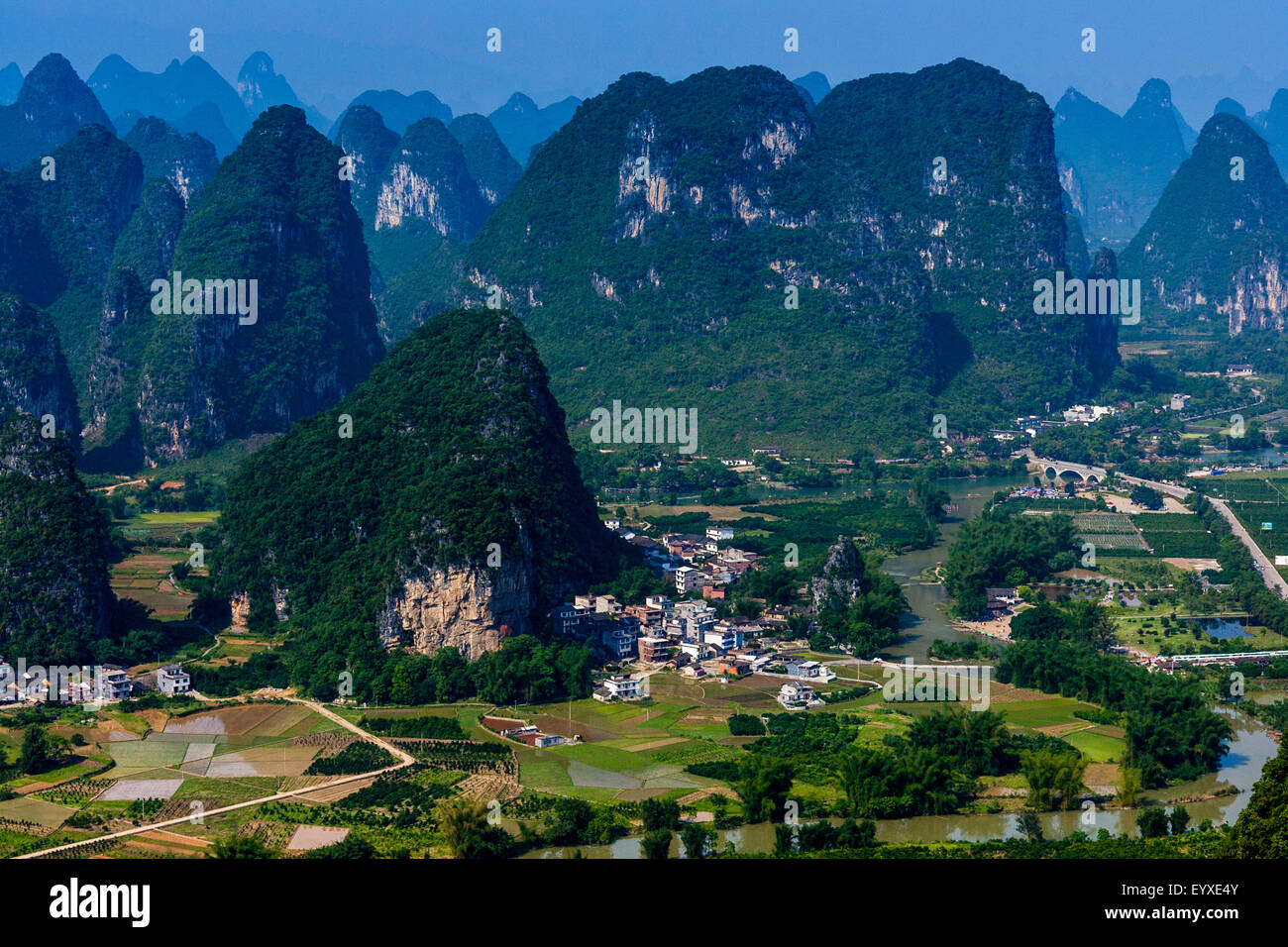 Limestone Mountain Scenery, Near Yangshuo, Guangxi Province, China ...
