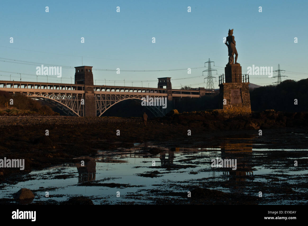 The Britannia Bridge which provides the major crossing onto Anglesey ...