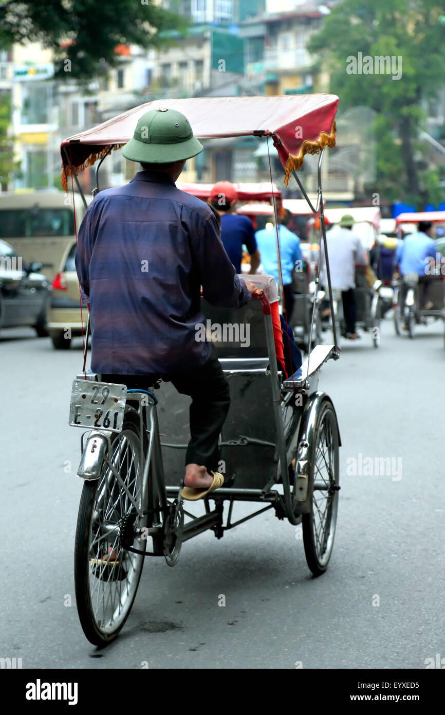 Bicycle rickshaw as seen from bicycle rickshaw ride, Old Quarter (aka ...