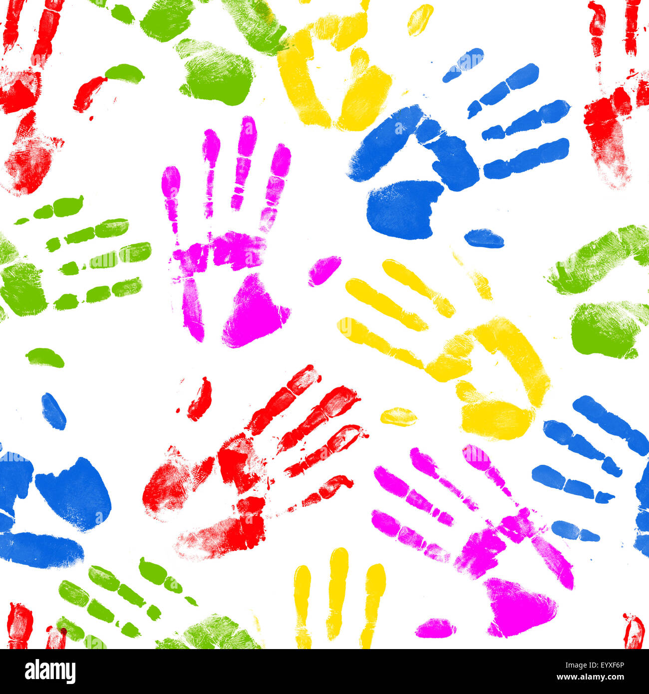 Repeating colourful hand print design Stock Photo - Alamy