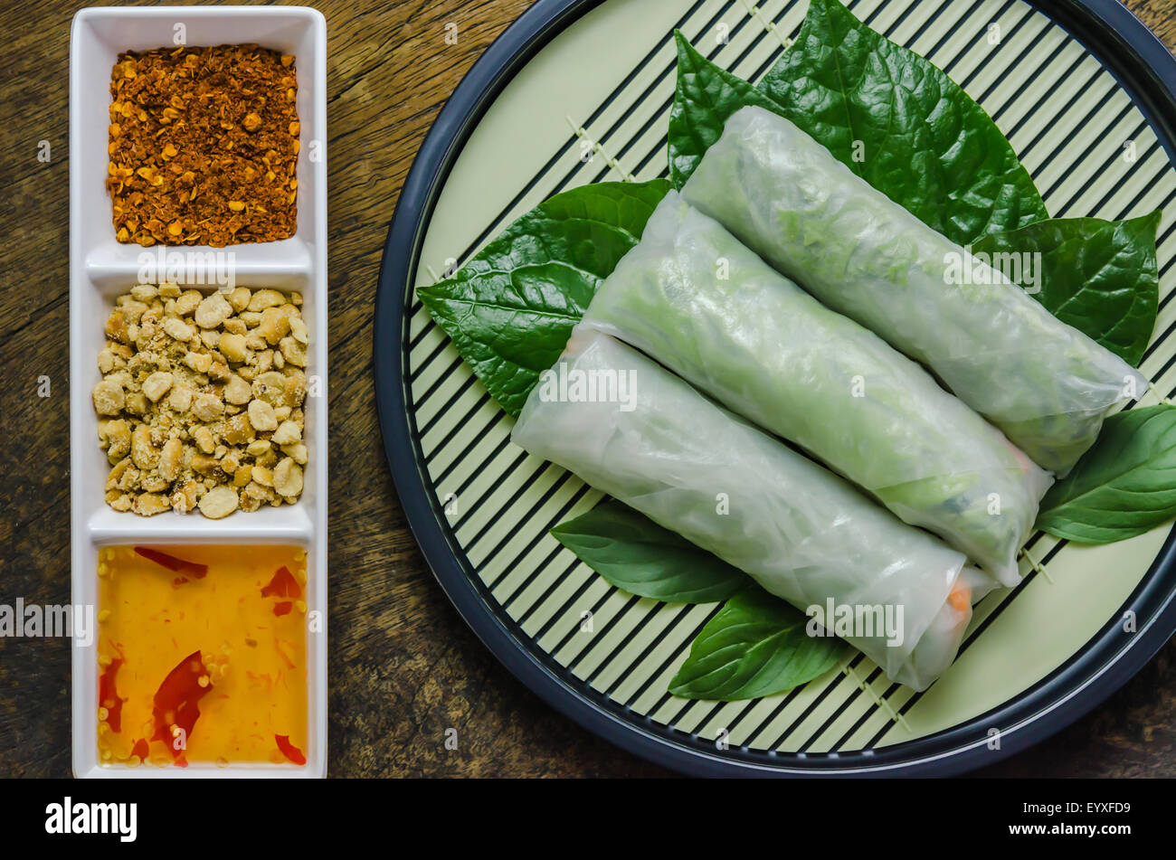 top view Fresh Spring Roll, Vietnamese Food Stock Photo - Alamy