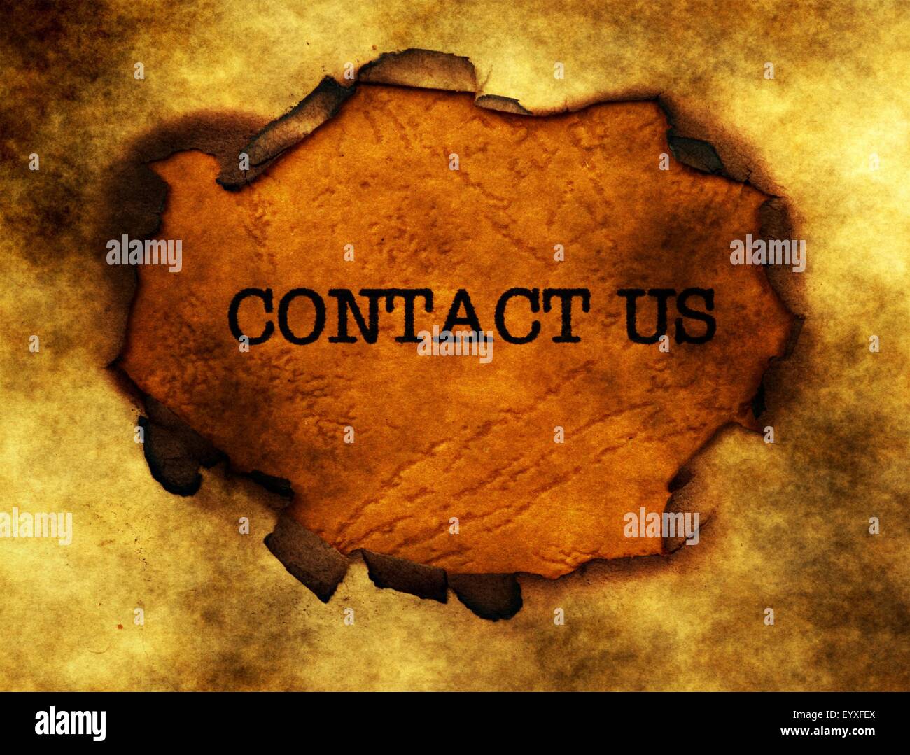 Contact text on grunge paper hole Stock Photo - Alamy