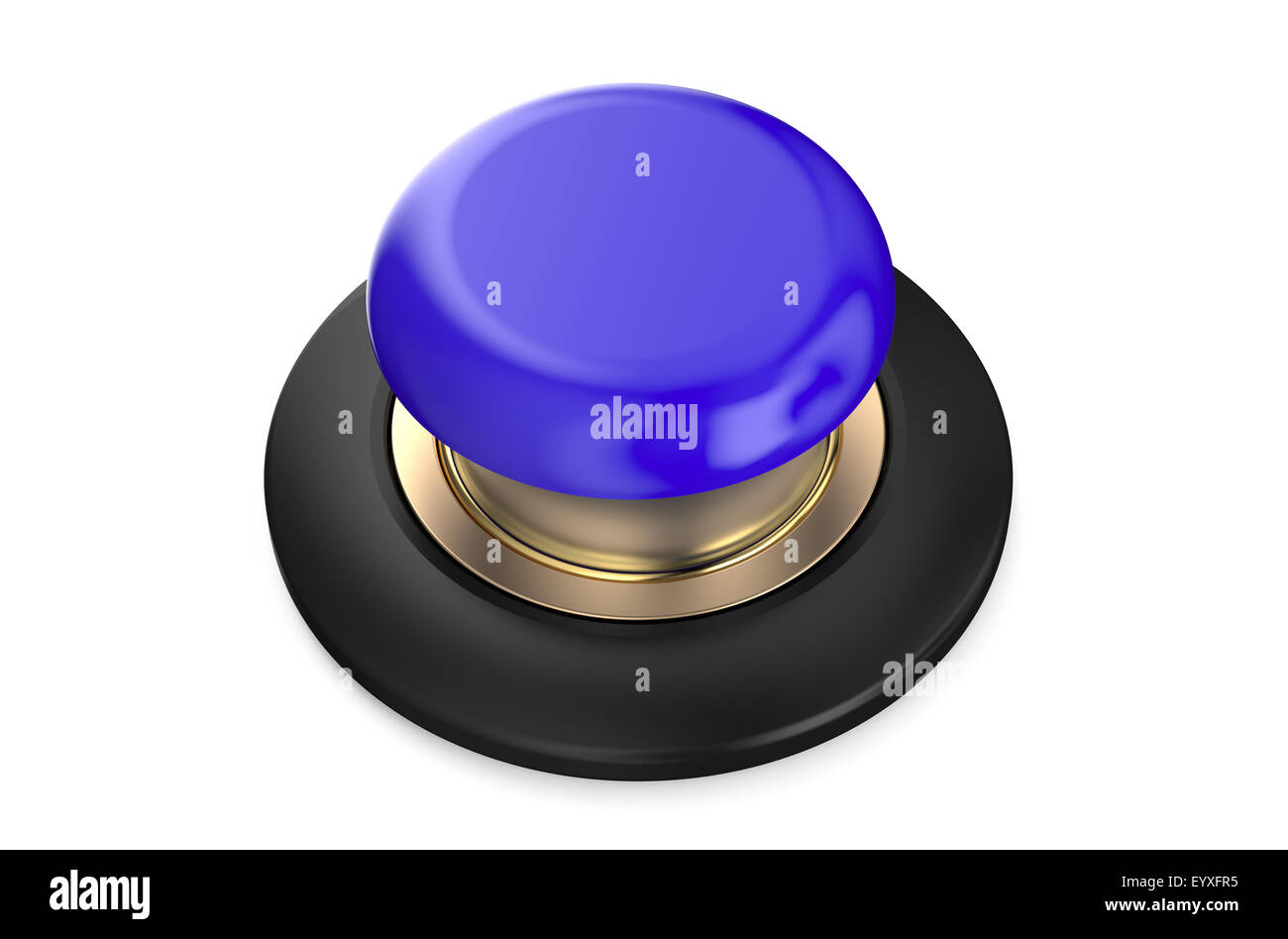 blue push button isolated on white background Stock Photo - Alamy