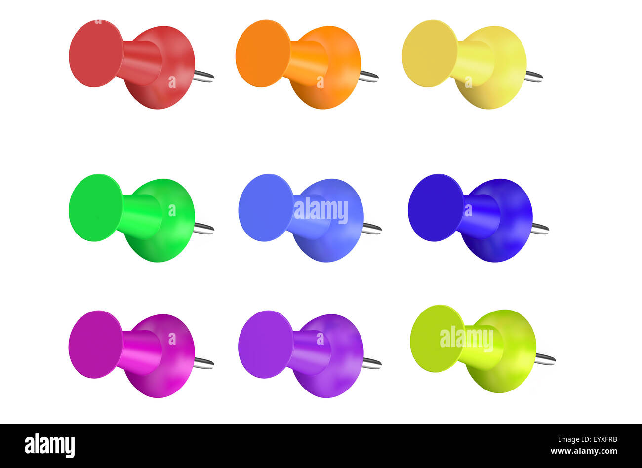 Color Push Pins isolated on white background Stock Photo - Alamy