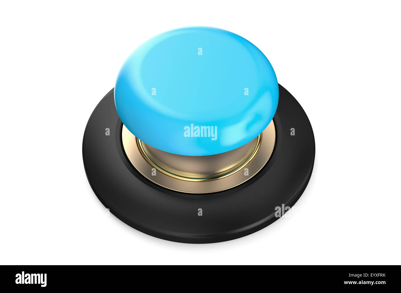 light blue push button isolated on white background Stock Photo - Alamy