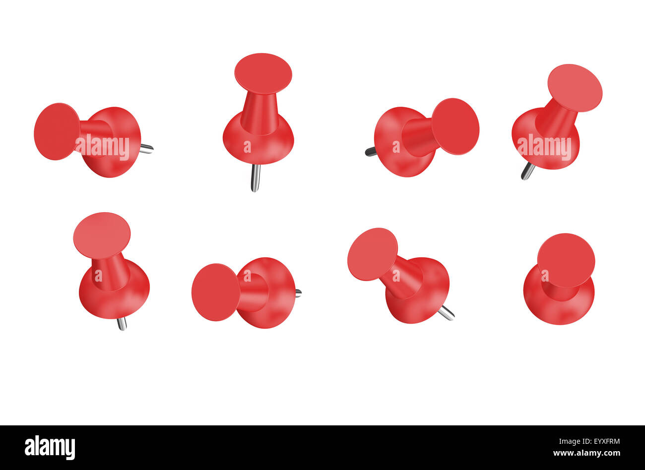 Red Push Pins isolated on white background Stock Photo - Alamy