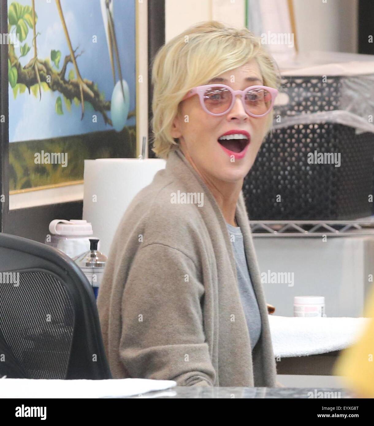 Sharon Stone arrives at Beverly Hills Nail Design for a manicure and ...