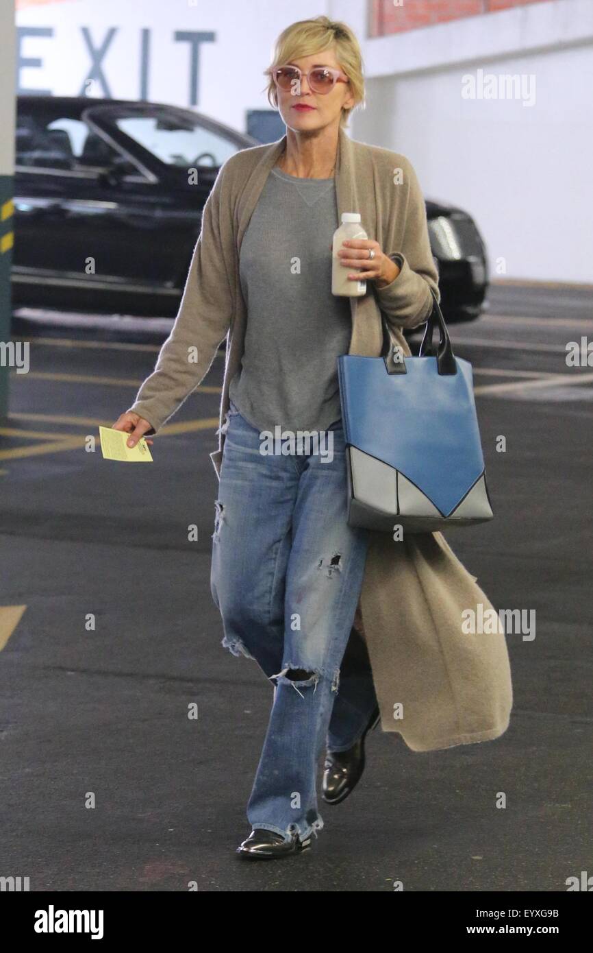 Sharon Stone arrives at Beverly Hills Nail Design for a manicure and ...