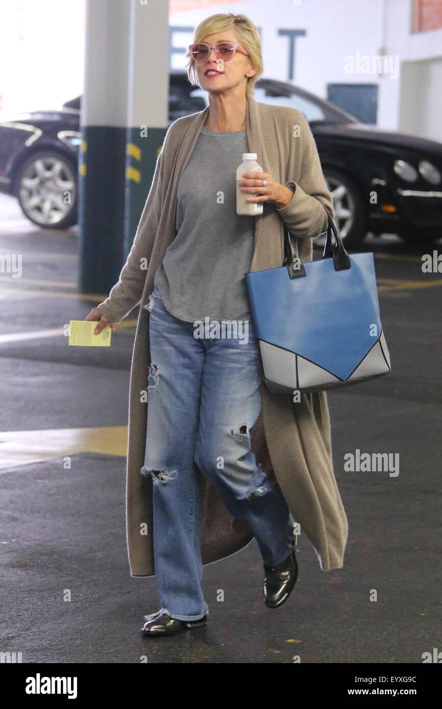 Sharon Stone arrives at Beverly Hills Nail Design for a manicure and ...