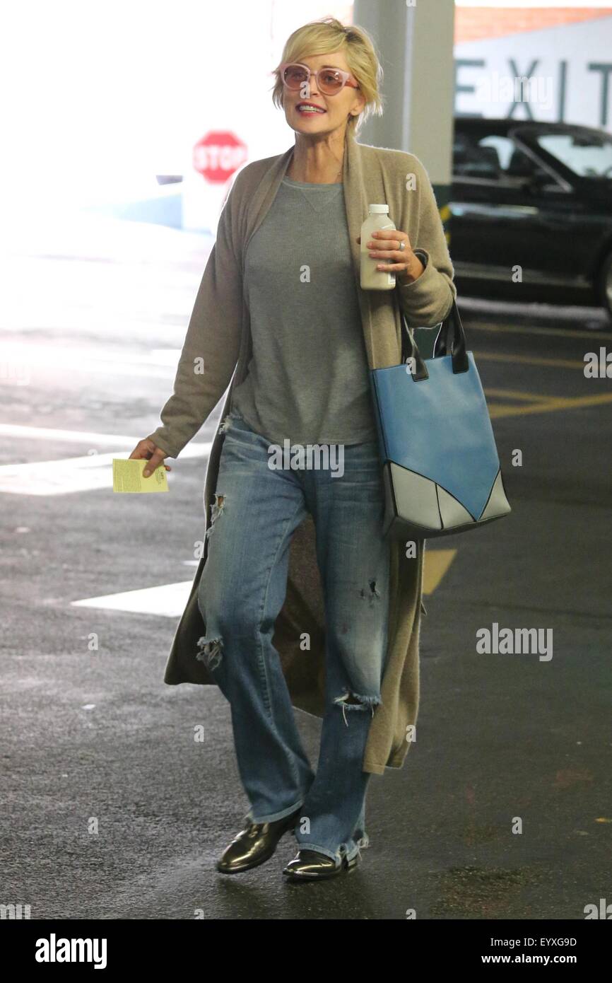 Sharon Stone arrives at Beverly Hills Nail Design for a manicure and ...