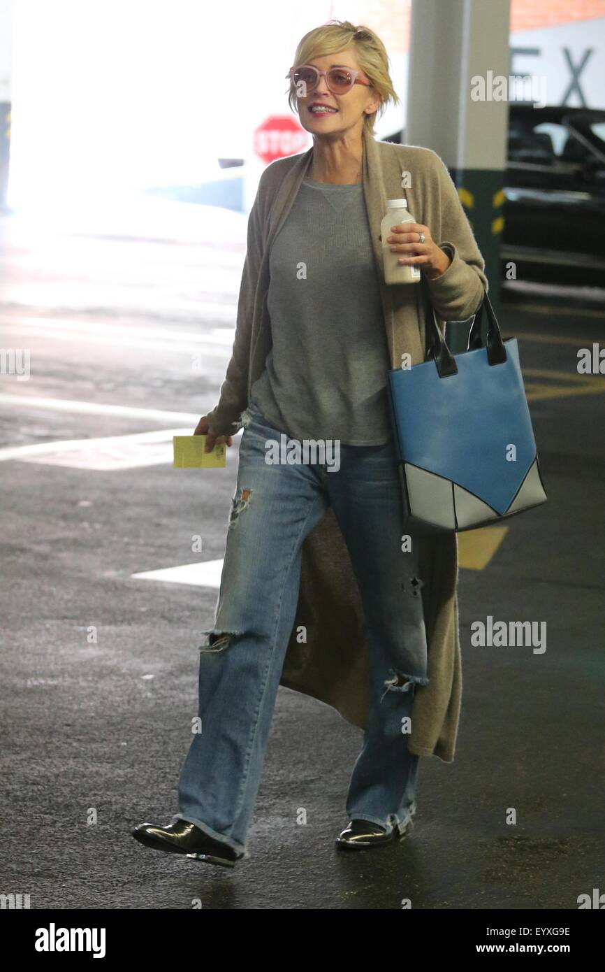 Sharon Stone arrives at Beverly Hills Nail Design for a manicure and ...