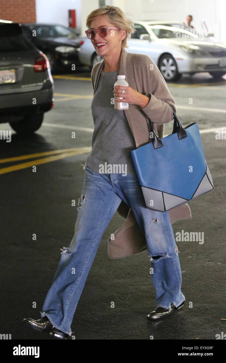 Sharon Stone arrives at Beverly Hills Nail Design for a manicure and ...