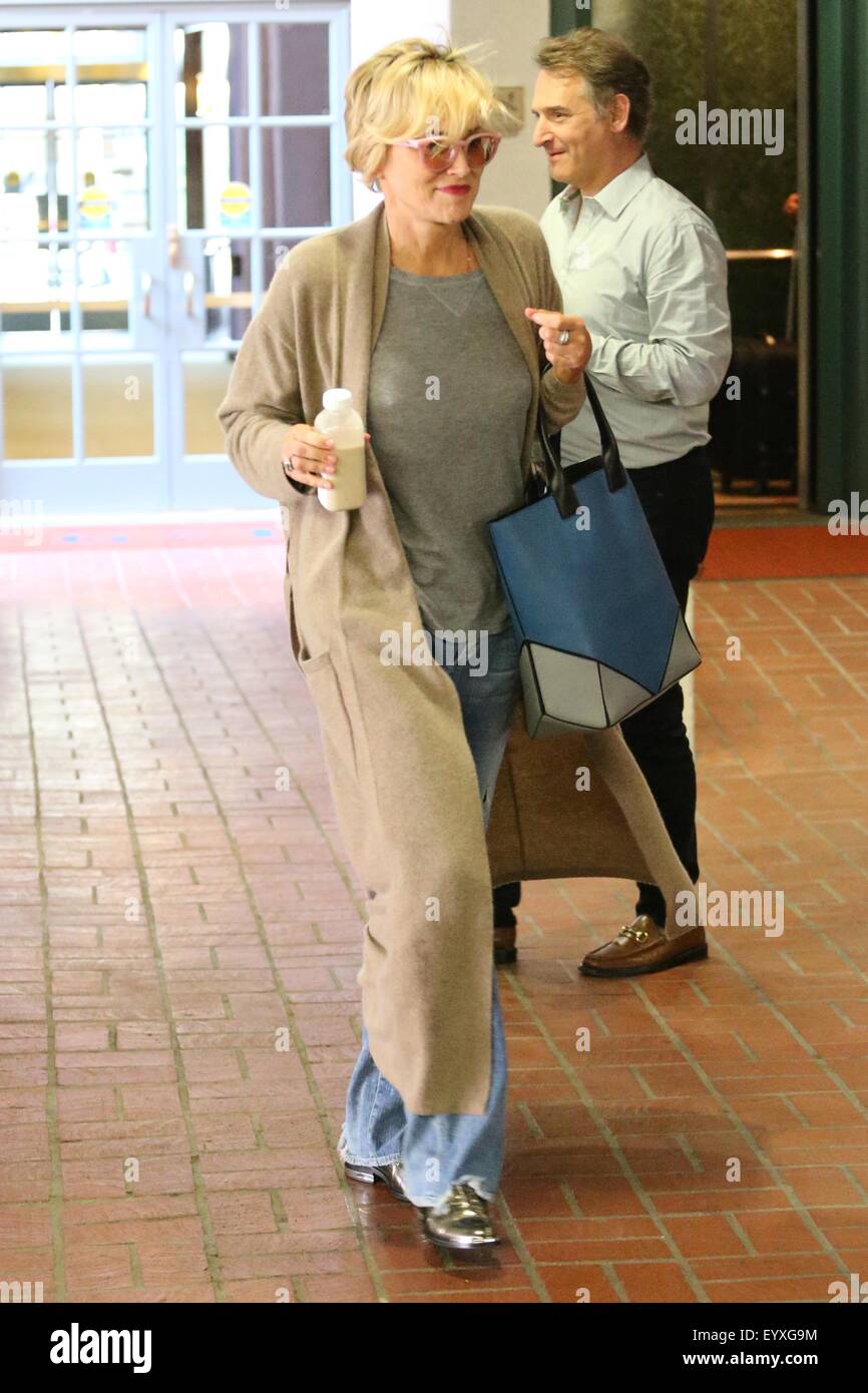 Sharon Stone arrives at Beverly Hills Nail Design for a manicure and ...