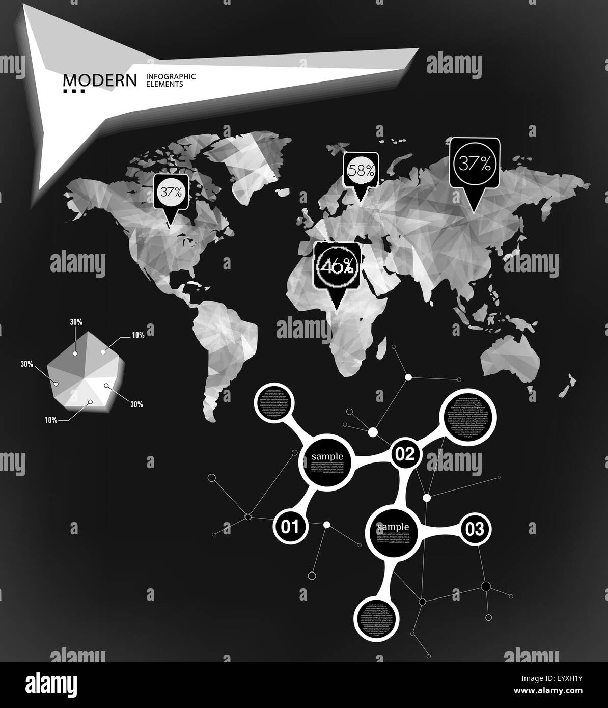 World map international communication Black and White Stock Photos ...