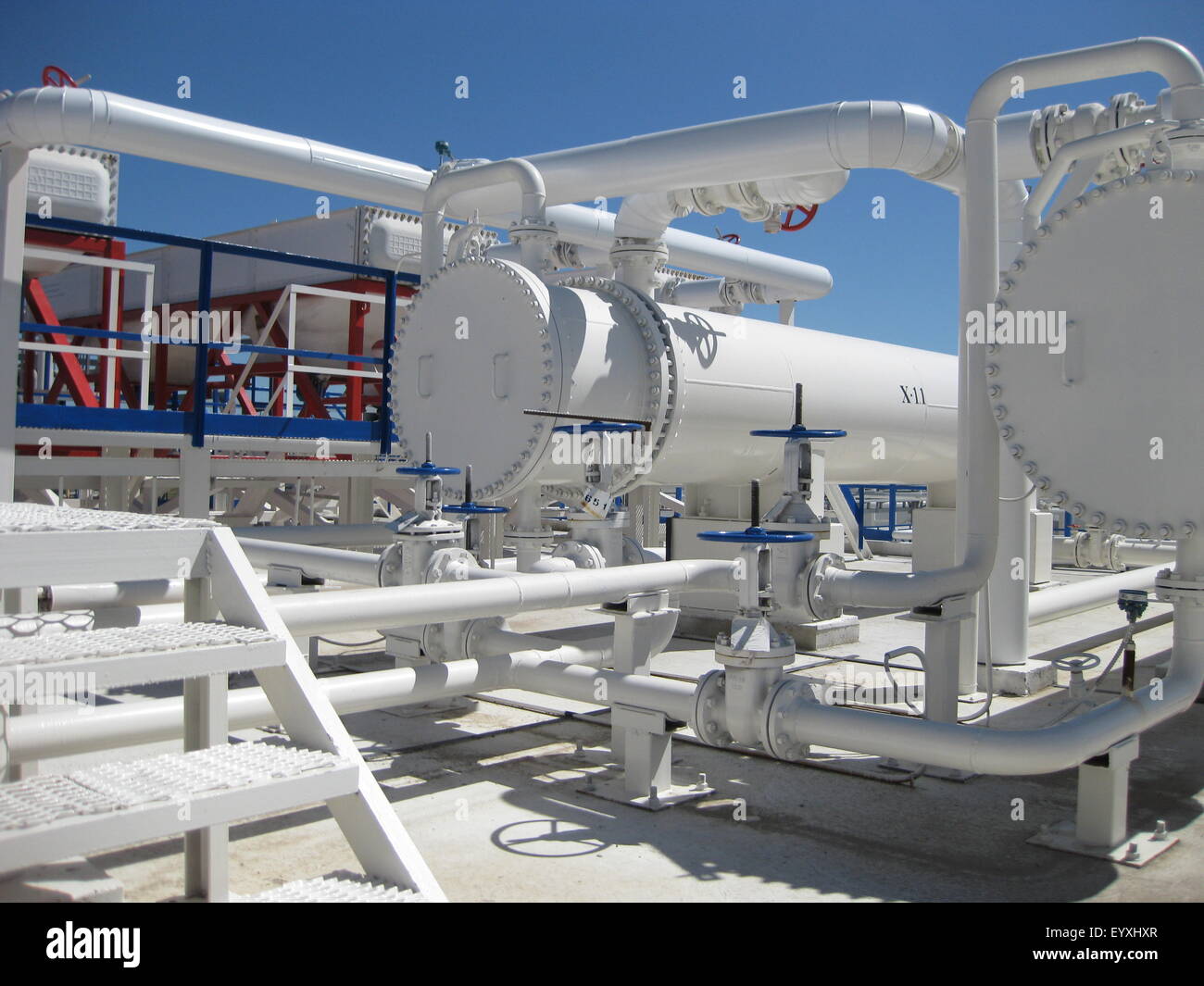 Oil refinery. Equipment for primary oil refining Stock Photo - Alamy