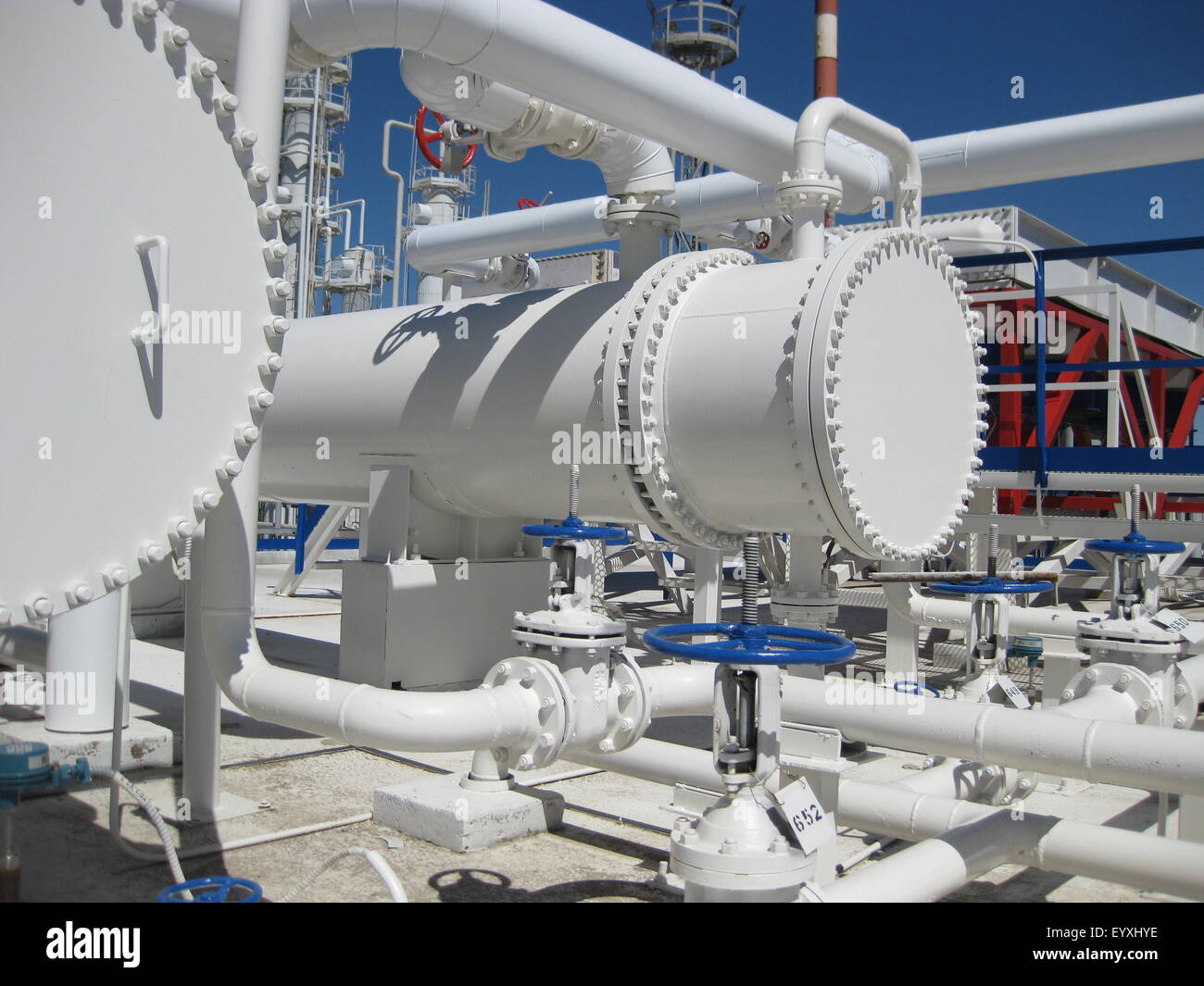 Oil refinery. Equipment for primary oil refining Stock Photo - Alamy