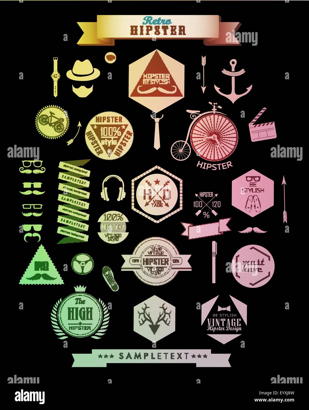 Hipster style elements, icons and labels Stock Vector Image & Art - Alamy