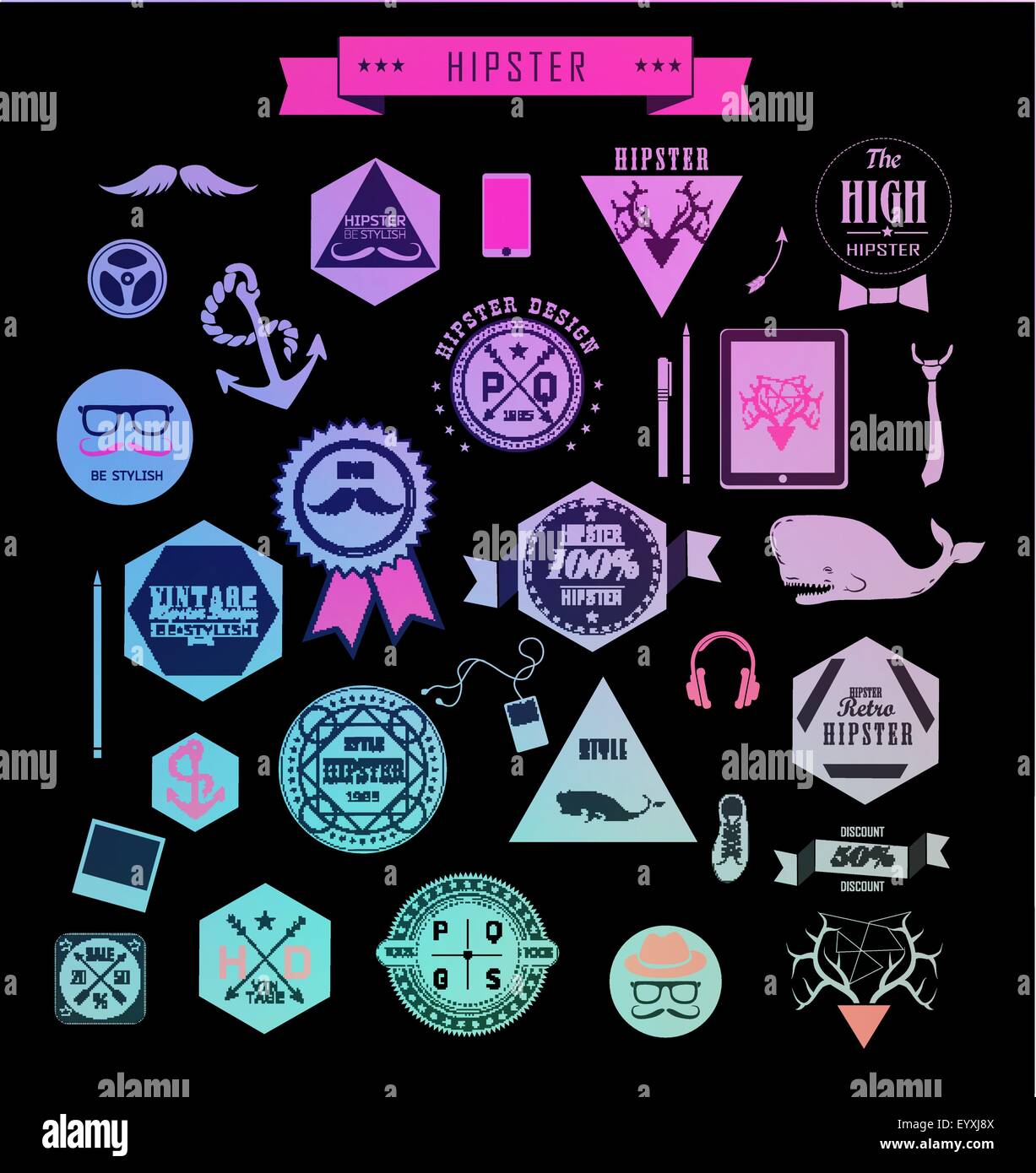 Hipster style elements, icons and labels Stock Vector Image & Art - Alamy