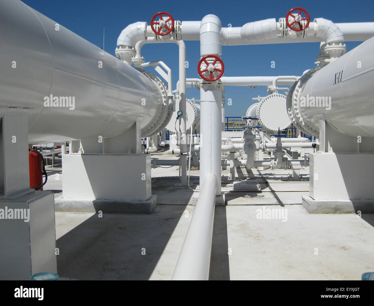 Oil refinery. Equipment for primary oil refining Stock Photo - Alamy