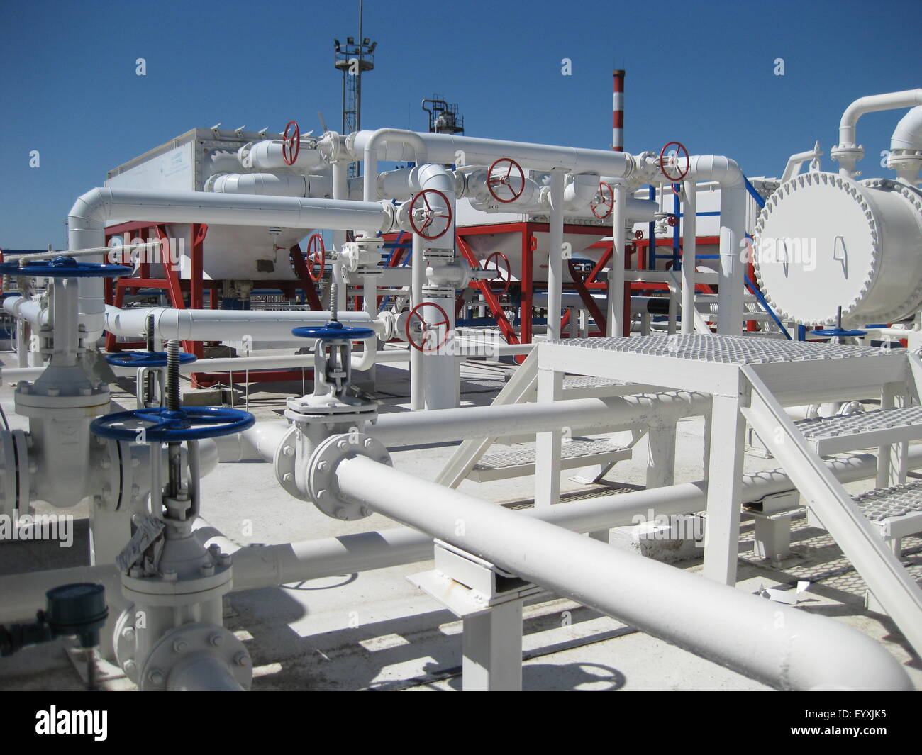 Oil refinery. Equipment for primary oil refining Stock Photo - Alamy
