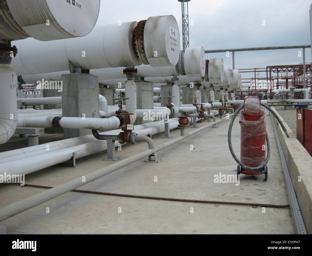 Oil refinery. Equipment for primary oil refining Stock Photo - Alamy