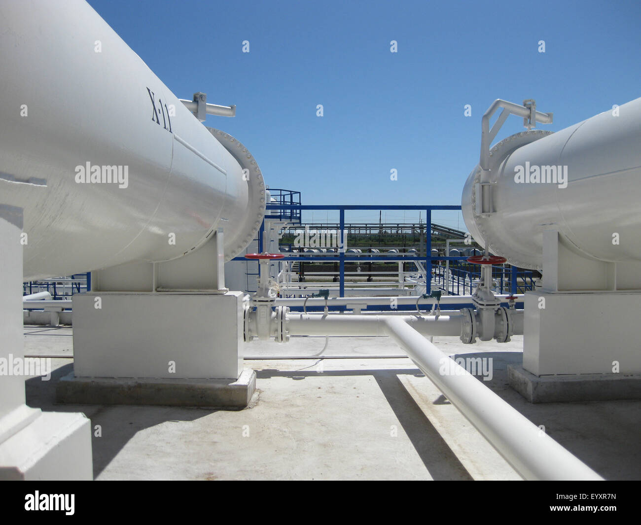 Oil refinery. Equipment for primary oil refining Stock Photo - Alamy