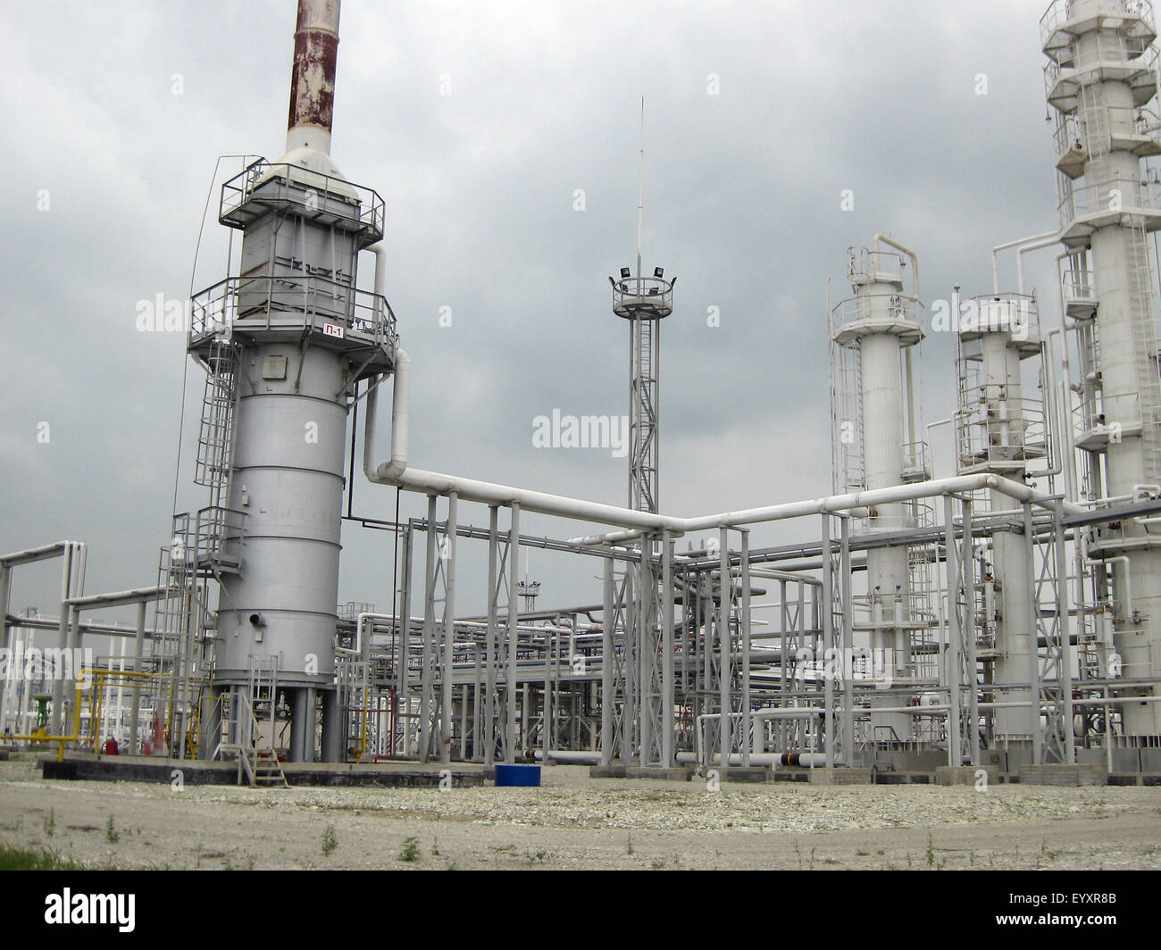 Oil refinery. Equipment for primary oil refining Stock Photo - Alamy