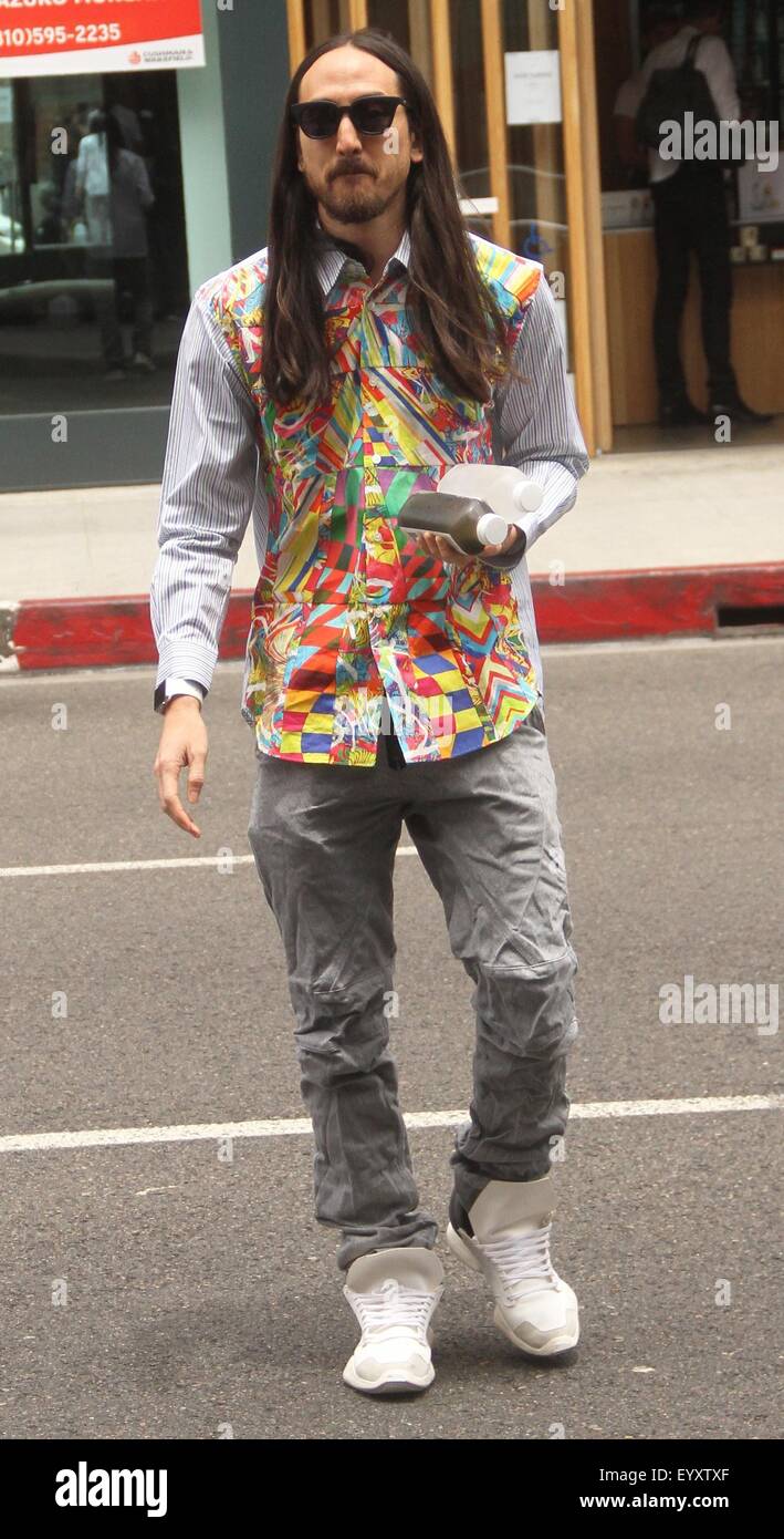 Steve Aoki wearing a colourful waistcoat, out and about in Beverly ...
