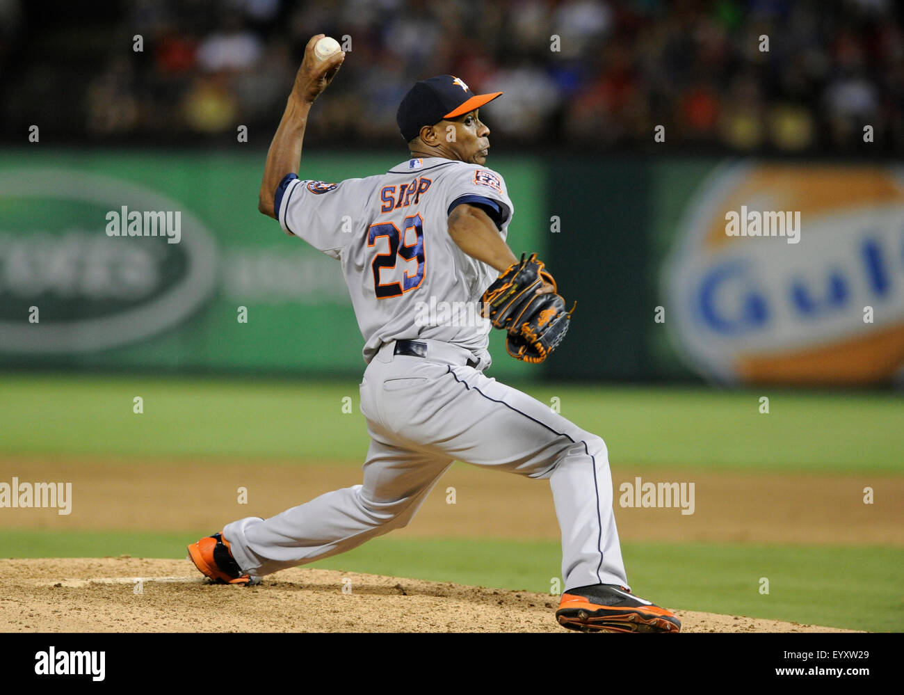 Arlington, Texas, USA. 04th Aug, 2015. Houston Astros relief pitcher ...