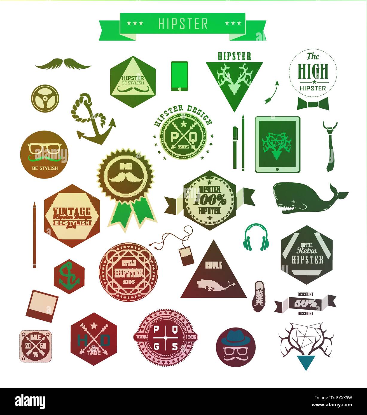Hipster style elements, icons and labels Stock Vector Image & Art - Alamy
