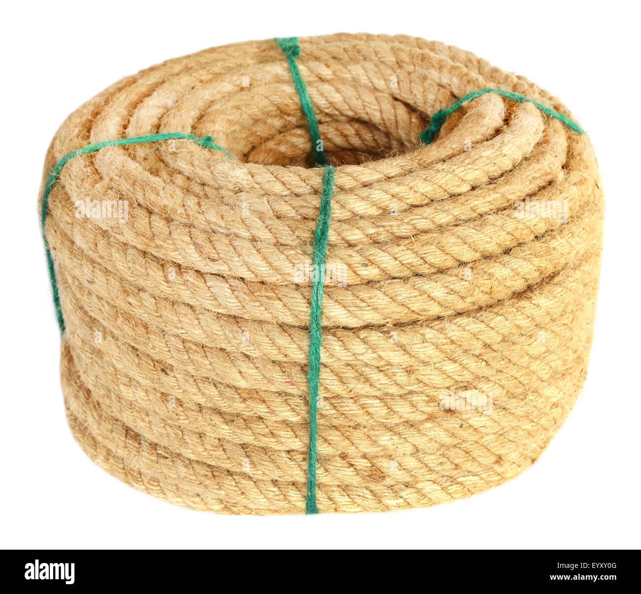 Rope roll over white background Stock Photo - Alamy