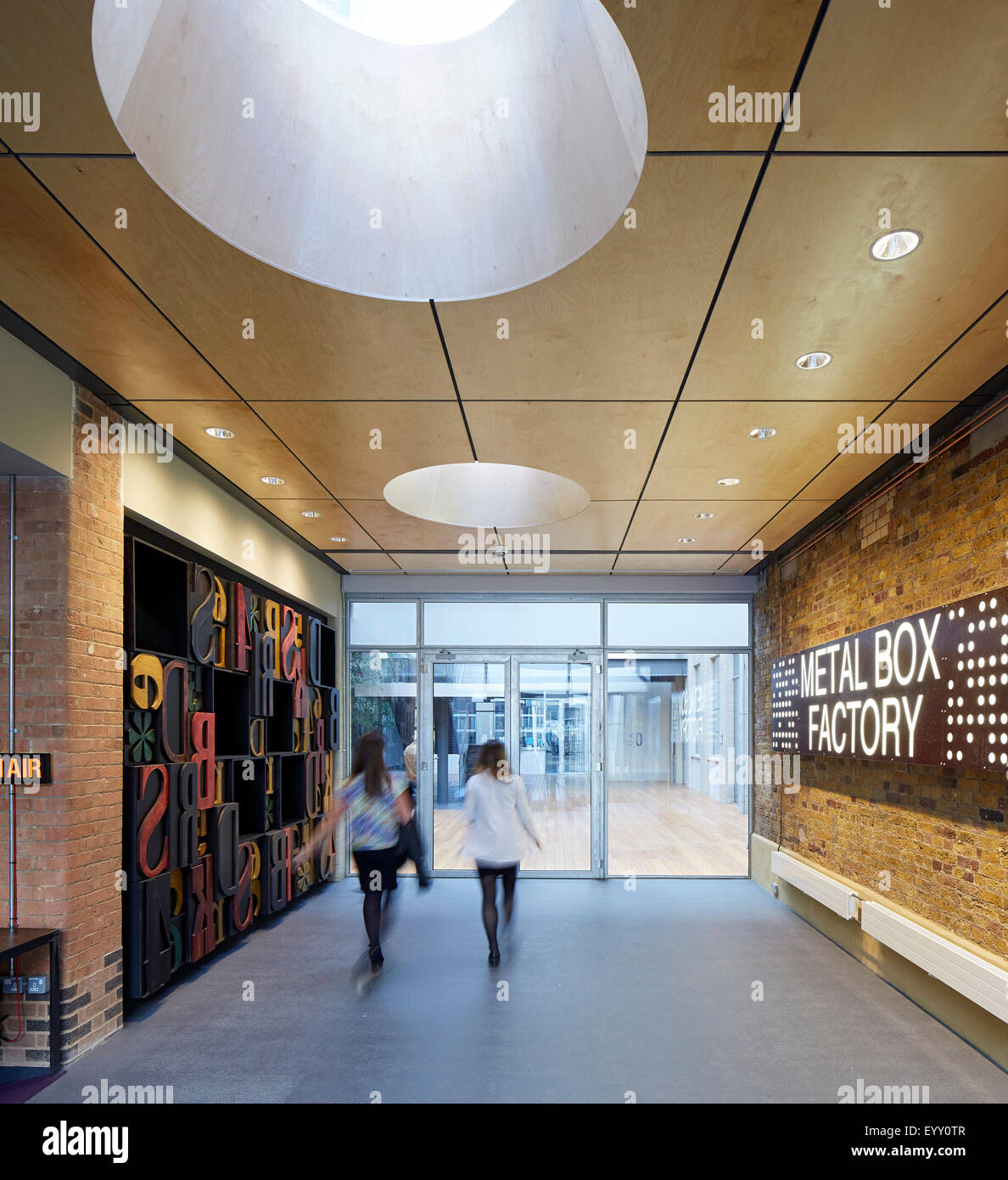 Interior view around entrance. The Metal Box, London, United Kingdom ...