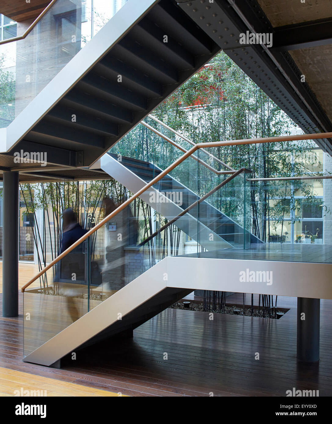 Interior view in central atrium. The Metal Box, London, United Kingdom ...