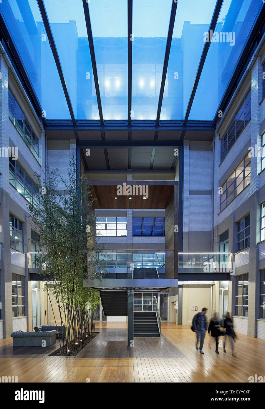Interior view in central atrium towards dusk. The Metal Box, London ...