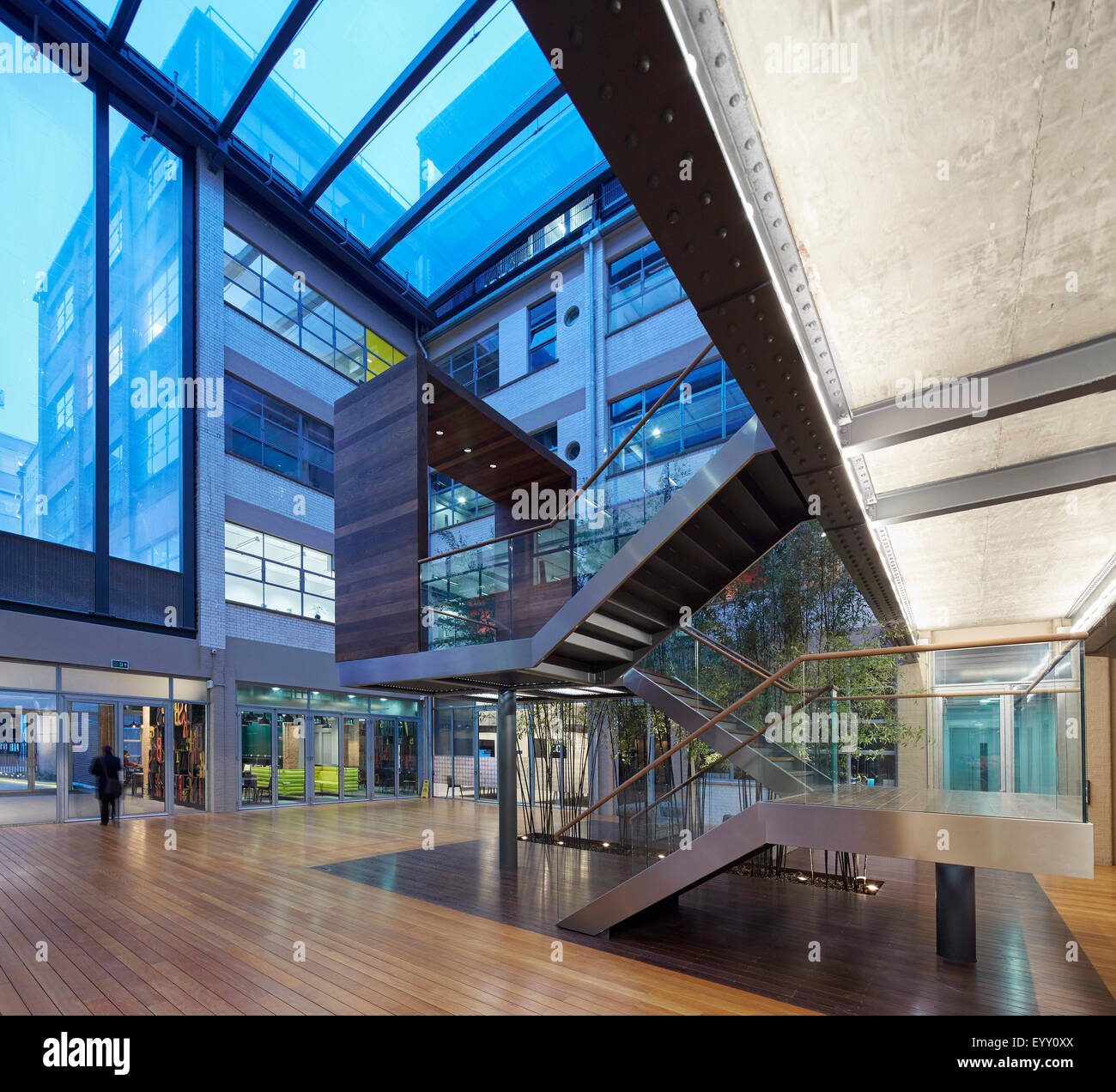 Interior view in central atrium towards dusk. The Metal Box, London ...