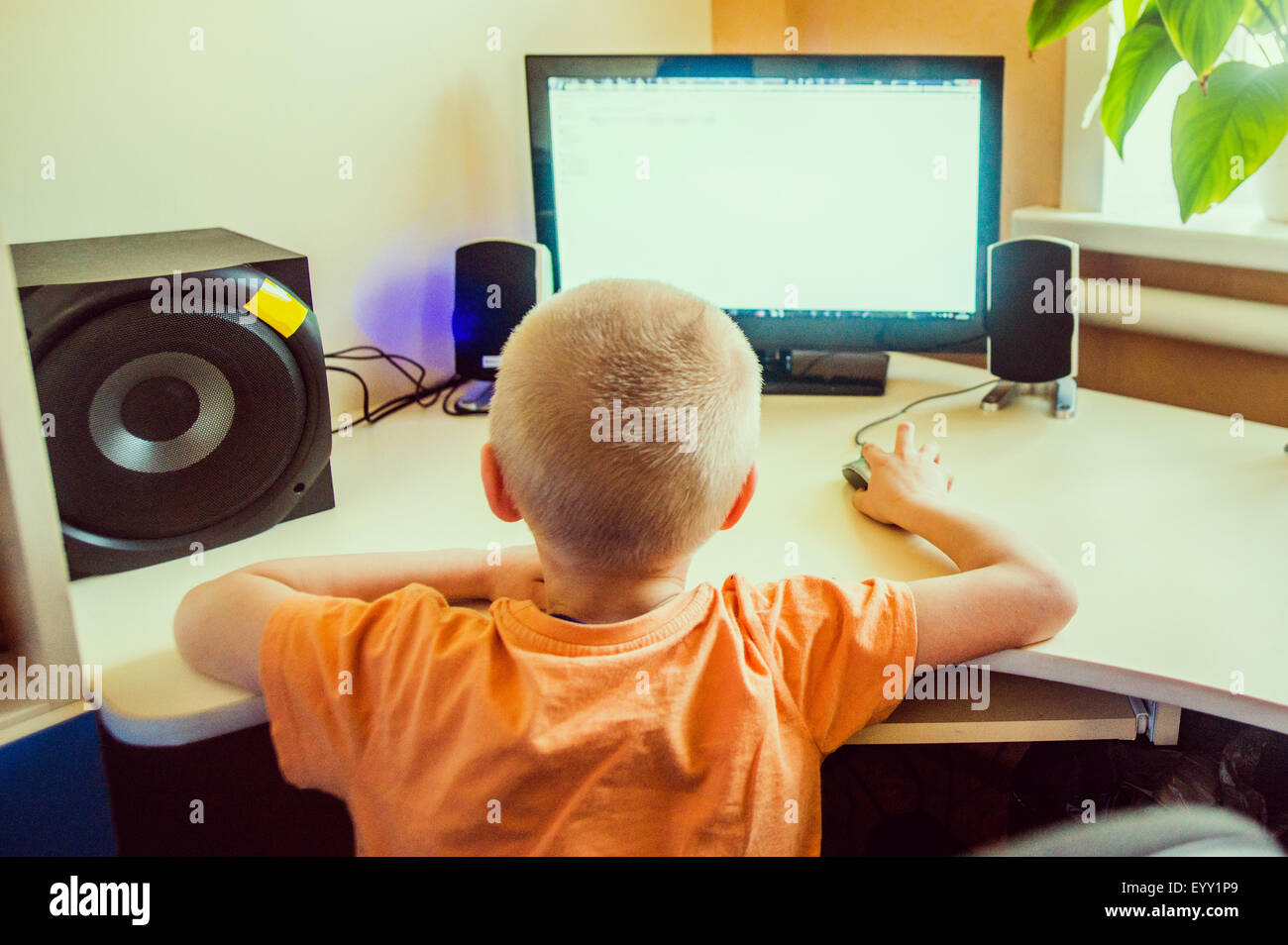 Boy Computer Rear View High Resolution Stock Photography and Images - Alamy