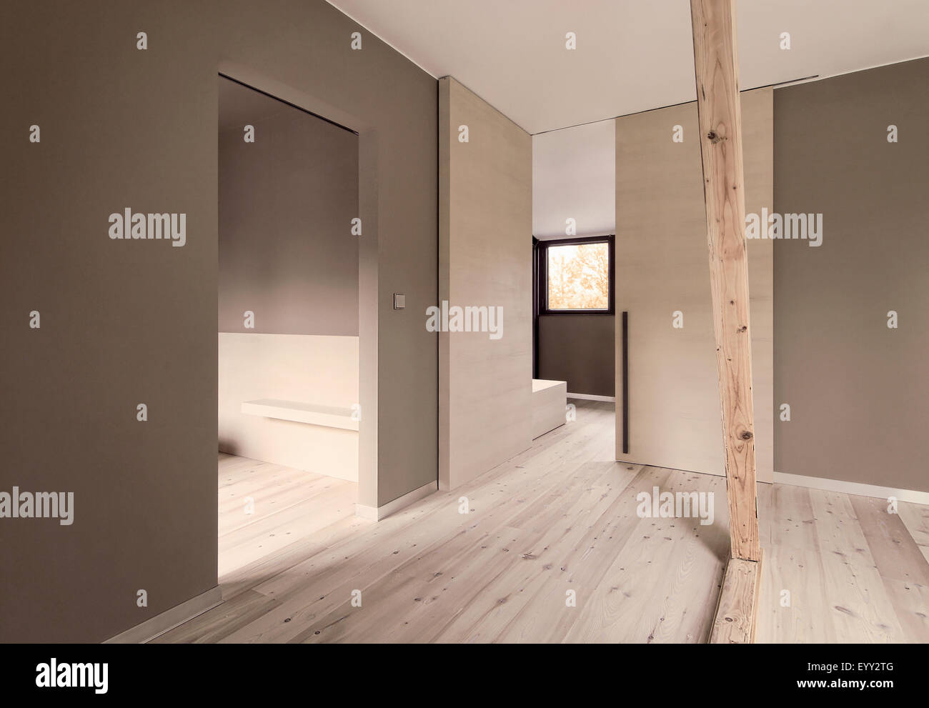 Empty hallway and wooden floor of modern house Stock Photo - Alamy