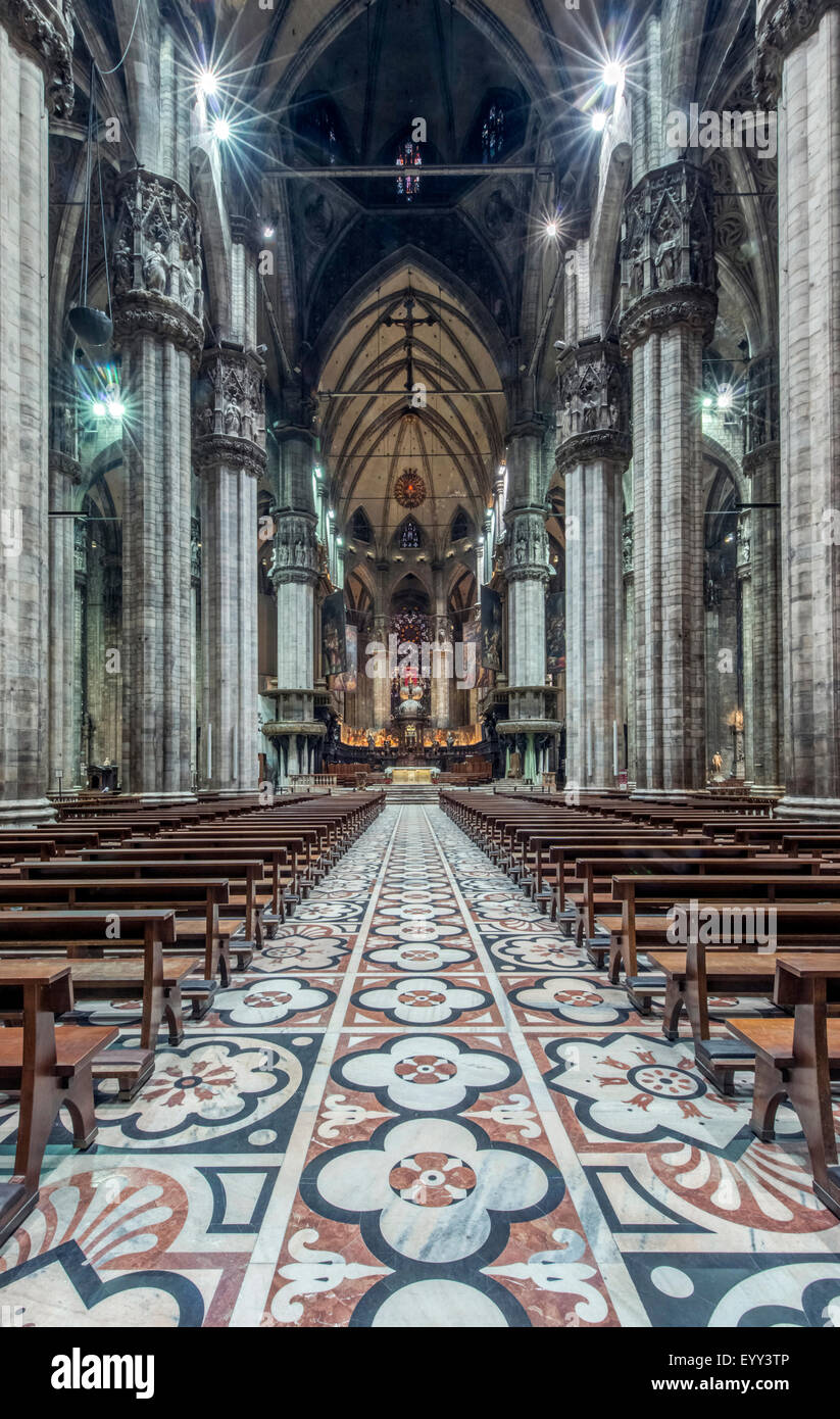 Ornate architecture and tile mosaics in Duomo di Milano, Milan, Italy ...