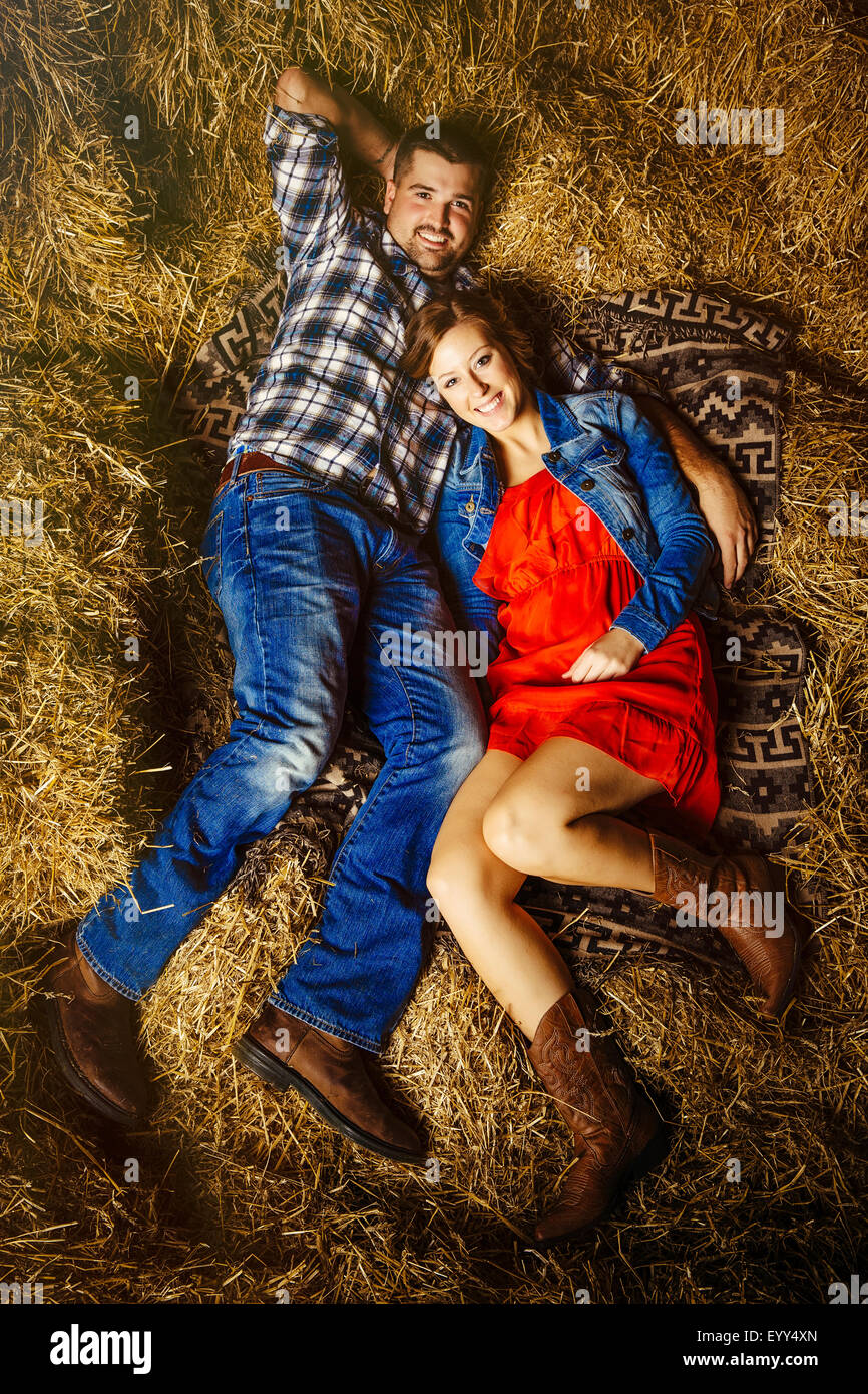 Man woman hay barn hi-res stock photography and images - Alamy